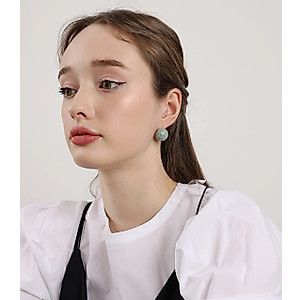 M.DUN - Disco Ball Earrings 925 Stering Silver Post 18K Gold Plated CZ Micro Pave Dainty Round Gold Stud Huggie earrings for Women (YG_turqu_large)