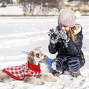 Dog Sweater, Nobleza Turtleneck Thick Knitted Cat Sweater with Classic Plaid Pattern, Warm & Soft Dog Christmas Outfit for Small Medium Large Dogs Puppies Cats