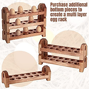 Set of 3 Pieces Wooden Egg Holder Countertop Egg Storage Trays Hold 36 Fresh Egg Stackable Wood Deviled Egg Tray Organizer Rustic Egg Rack Container for Kitchen Counter Display Refrigerator Storage