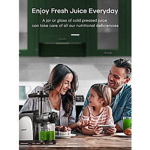 Masticating Juicer Machines, Juilist Cold Press Juicer Extractor with Quiet Motor & Reverse Function for Vegetables and Fruits, Slow Juicer Machine Easy to Clean with Brush, Recipe Included