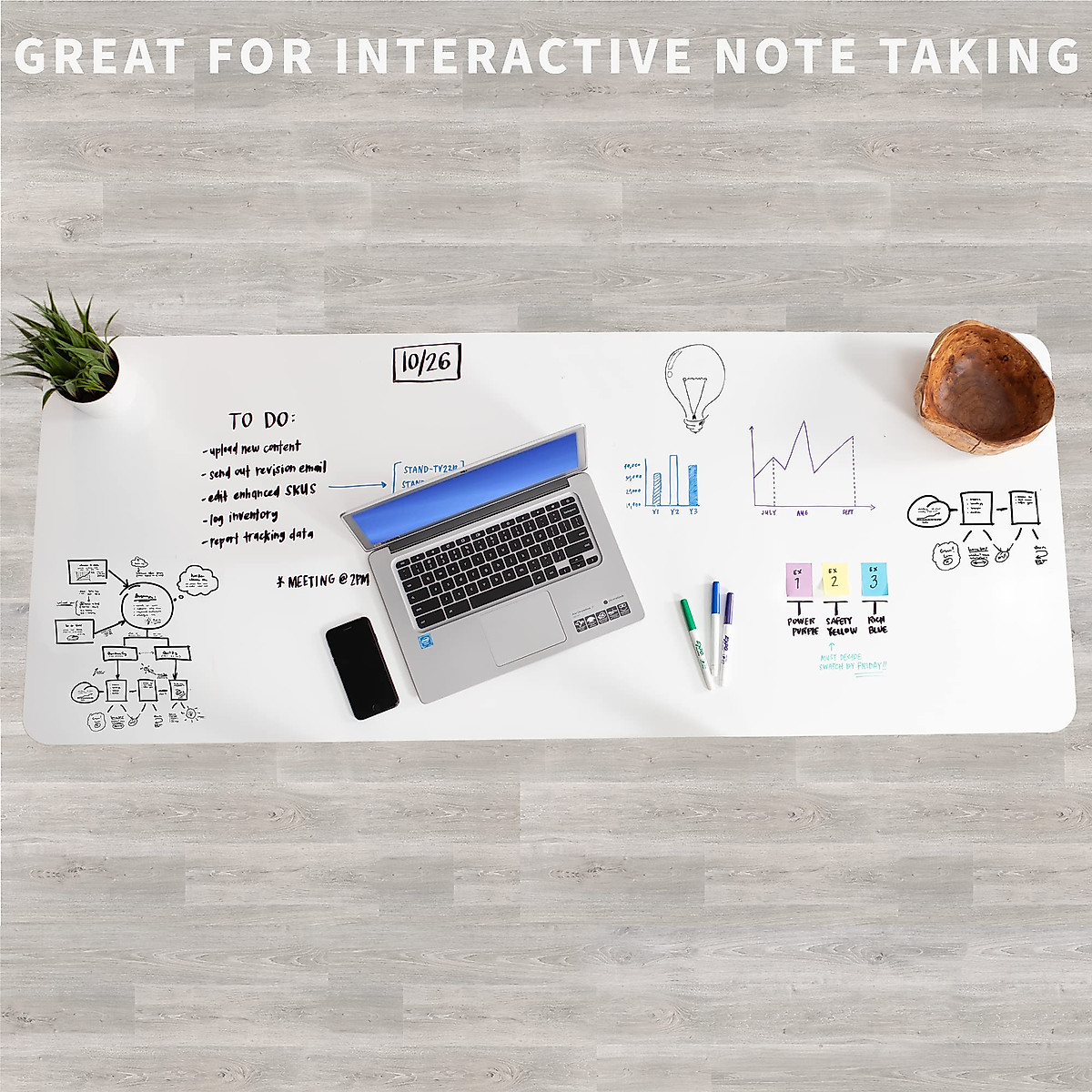 VIVO Dry Erase 60 x 24 inch Universal Solid One-Piece Table Top for Standard and Sit to Stand Height Adjustable Home and Office Desk Frames, Whiteboard Table Top, DESK-TOP6WE