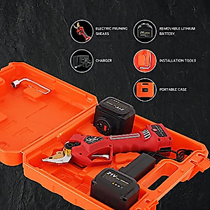 SURANRY Professional Electric Pruning Shears,Cordless Trimmer with 1.26inch/32mm Cutting Diameter Heavy Duty with 2 Pack Brushless Motor Rechargeable,Pruning Shears for Gardening, Park and Farms.