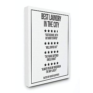 Stupell Industries Five Star Laundry Funny Word Black and White Design Canvas Wall Art, 16 x 20, Multi-Color