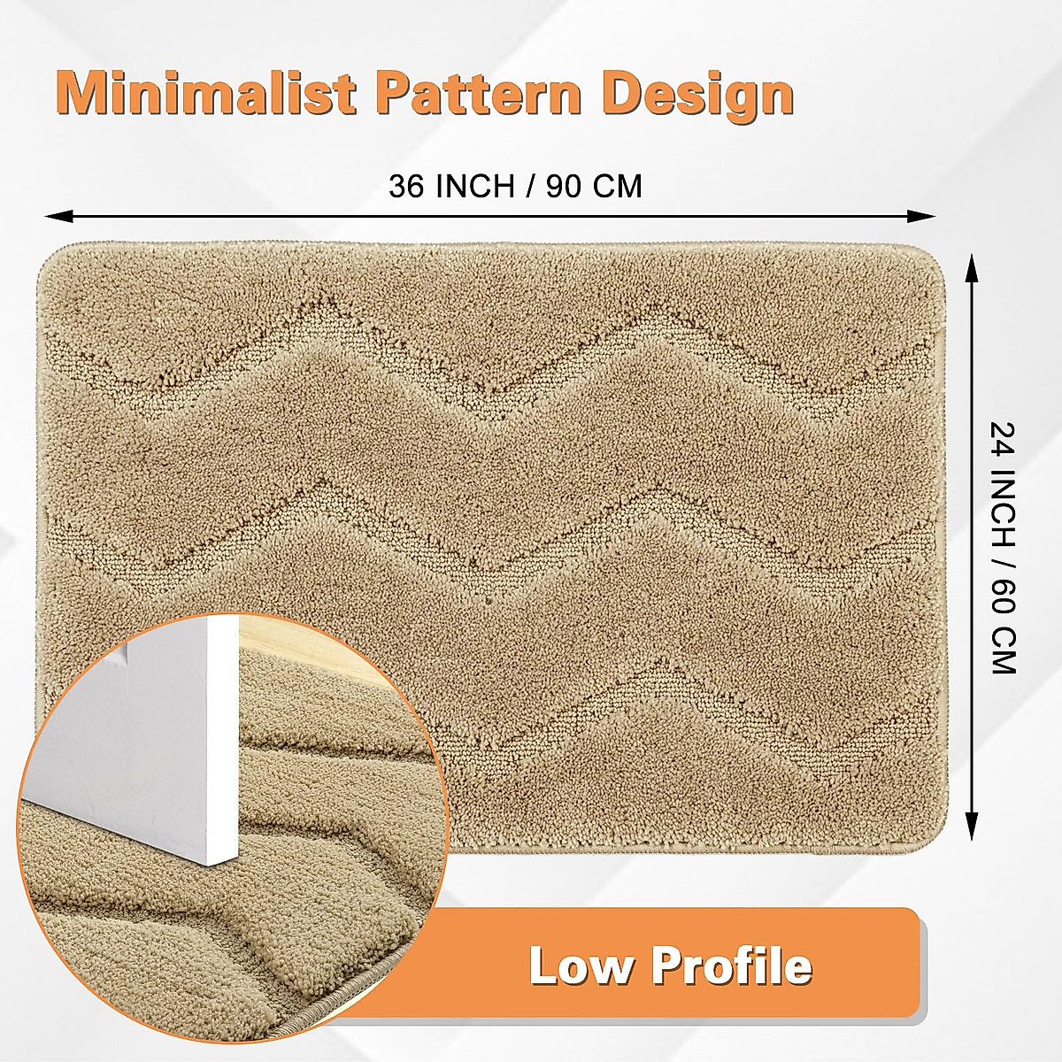 CHICHIC Dirt Trapping Indoors Door Mat 24" x 36", Entry Rugs, Non-Slip Entrance Rugs, Machines Washable Floor Mats, Dog Door Mat, Super Absorbent Mat for Front & Back Door, Shoes Scraper, Khaki