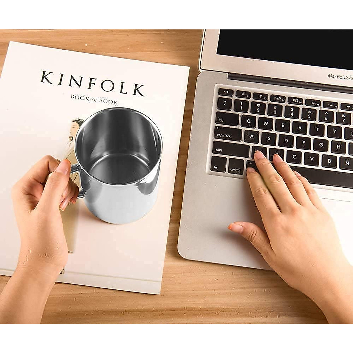 IMEEA 7.5oz/220ml Camping Mugs Tea Cups Double Walled Stainless Steel 13.5oz/400ml Coffee Mugs