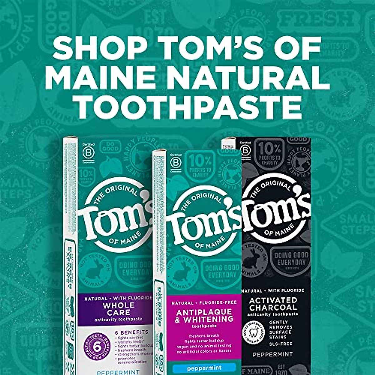 Tom's of Maine Natural Fluoride-Free SLS-Free Botanically Bright Toothpaste, Peppermint, 4.7 oz. (Packaging May Vary)