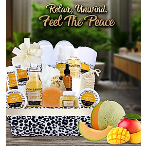 Spa Gift Basket for Women and Men! Mango Melon & Sweet Orange Bath Body Works Spa Bath Set. Sulfate Free Spa Gift Set to Soothe & Moisturize your Skin