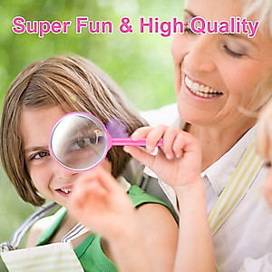 FiGoal 30 Pack Valentines Cards with 30 Colorful Magnifying Glasses in 3 Colors Plus Goodie Bag for Greeting Cards School Classroom Prizes Valentines Party Favors