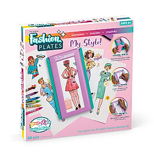 Fashion Plates My Style – Girls Fashion, Mix-and-Match Drawing Kit, Arts and Crafts, Coloring, Art Supplies, Craft Supplies, Stencils, Crayons Included, Create Your Own Fashion Designs, Ages 6+