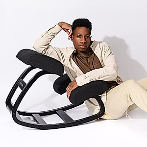 SLEEKFORM Ergonomic Kneeling Chair | Rocking Balancing Wood Knee Stool | Posture Correcting for Bad Backs, Neck Pain & Spine Tension Relief | Orthopedic Balance Seat & Thick Comfortable Knees Cushions