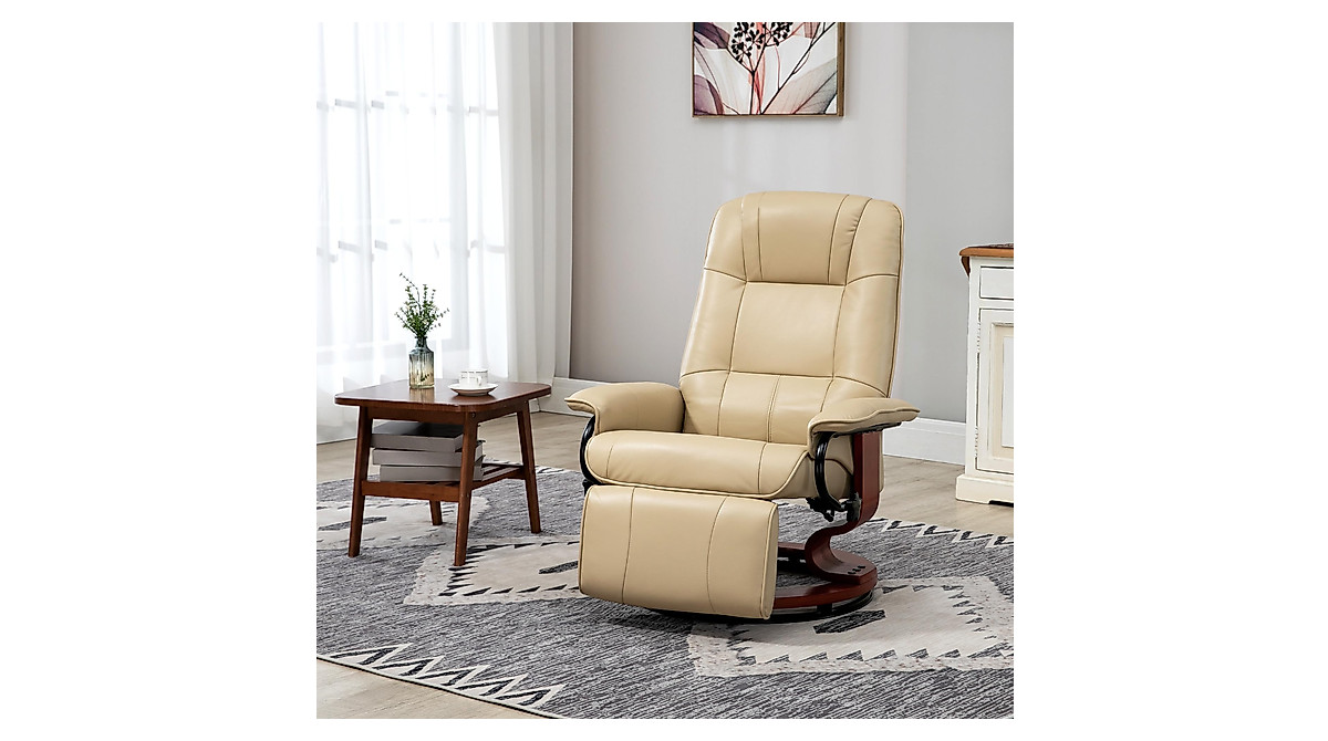 HOMCOM Faux Leather Recliner - Adjustable Swivel Lounge Chair
