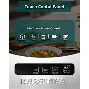 𝐎𝐮𝐭𝐥𝐞𝐭 KURSINNA Automatic Vacuum Sealer Machine 90Kpa, Stainless Steel Food Sealer for Food Storage and Sous-Vide, Dry/Moist Mode Air Vacuum Sealing System (VS2350+Bags+Rolls)