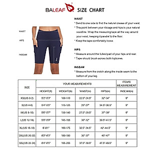 BALEAF Women's 9" Biker Shorts High Waisted Long Compression Running Workout Shorts Side Pockets UPF50+ Black XXL