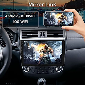 CAMECHO Android 10.0 Car Stereo for Honda Accord 7th 2003 2004 2005 2006 2007, 10 Inch IPS Touch Screen Double Din GPS Car Stereo Bluetooth WiFi Mirror Link(iOS/Android)+Backup Camera