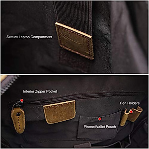 Cowhide Leather Multi Pockets 16 Inch Laptop Backpack Day Pack Travel Bag (Light Brown(Updated Version))