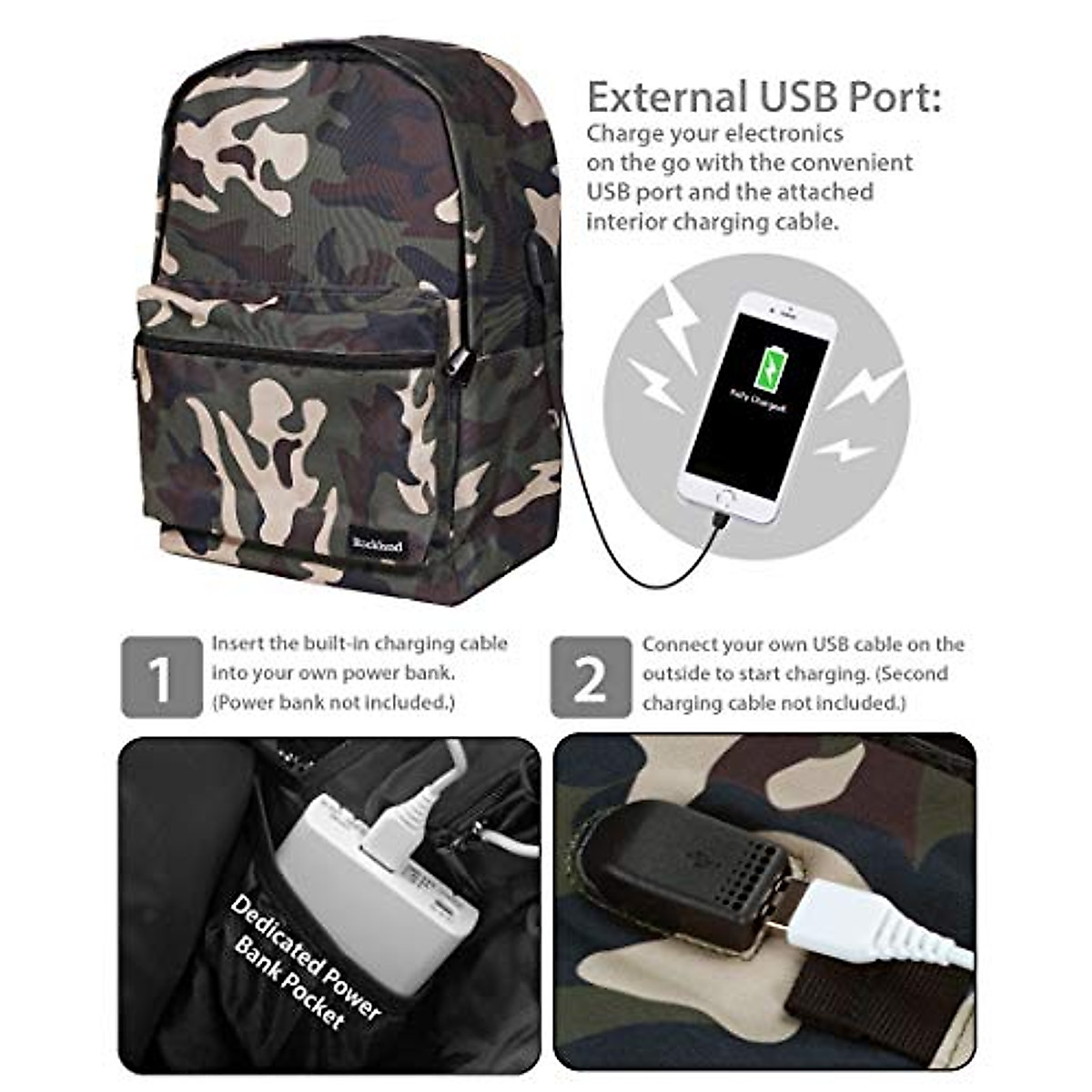 Rockland Classic Laptop Backpack, Camo, Large