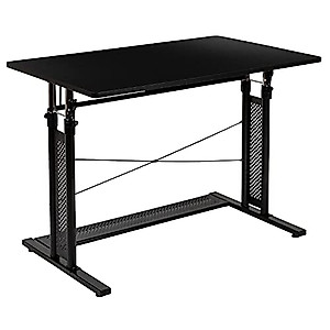 Flash Furniture Fairway Height Adjustable (27.25-35.75"H) Sit to Stand Home Office Desk - Black