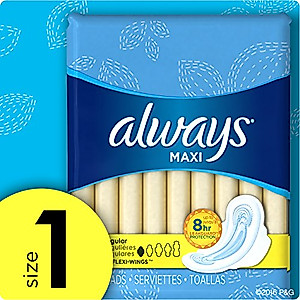 Always Regular Maxi Pads with Wings, Unscented