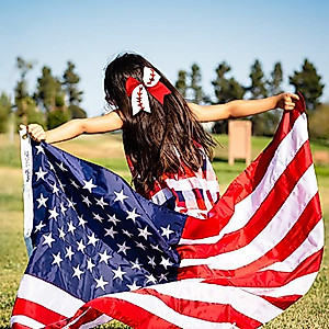 Baseball Softball Cheer Bow Elastic Hair Tie 7" Girls Team Cheerleader Ponytail Holder Large Handmade Cheerleading Ribbon Accessories Sports Outfit Decor Gift Glitter Red Yellow White