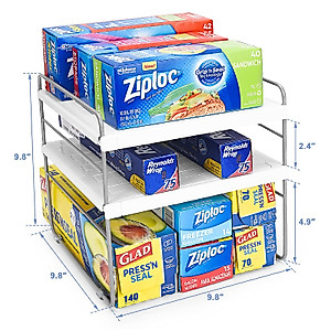MAGLADY Adjustable Organizer for Aluminum Foil and Plastic Wrap, Organizer for Pantry and Kitchen Cabinet Storage, Expandable 9'' to 15.6''