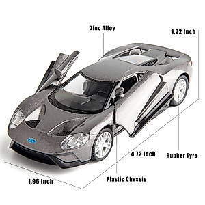 RMZ City 1:36 Scale Diecasting Alloy Car Model Ford GT Toy Car, Pull Back Vehicles Toy Car for Toddlers Kids Boys Girls Gift Gray