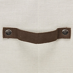 Household Essentials 538 Vision China Storage Box for Tea Cups and Mugs with Lid and Handles | Natural Canvas with Brown Trim