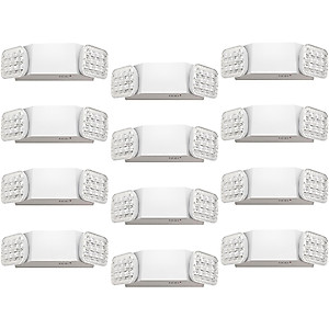 ROCEEI 12 Pack Emergency Lights Commercial Emergency LED Flood Lights Backup Battery Emergency Exit Lighting Fixtures 2 LED Head Wall Mount White for Hallways Stairways (Wire Connect Style)
