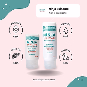 Ninja Skincare 10% Benzoyl Peroxide Medication Wipe out Wash For Acne Paraben-Free: The Strongest Topical Treatment for Clearer Skin