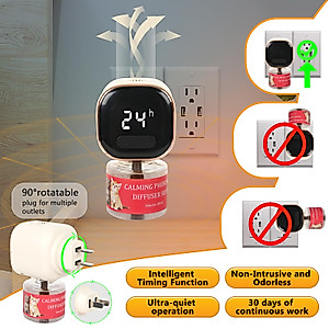 HEELE Cat Pheromone Calming Diffuser Anxiety Relief Cat Calming Diffuser 30 Days Refill Cat Pheromone Diffuser with Timing Function, Reduce Fighting and Scratching Calm Relaxing 48ml