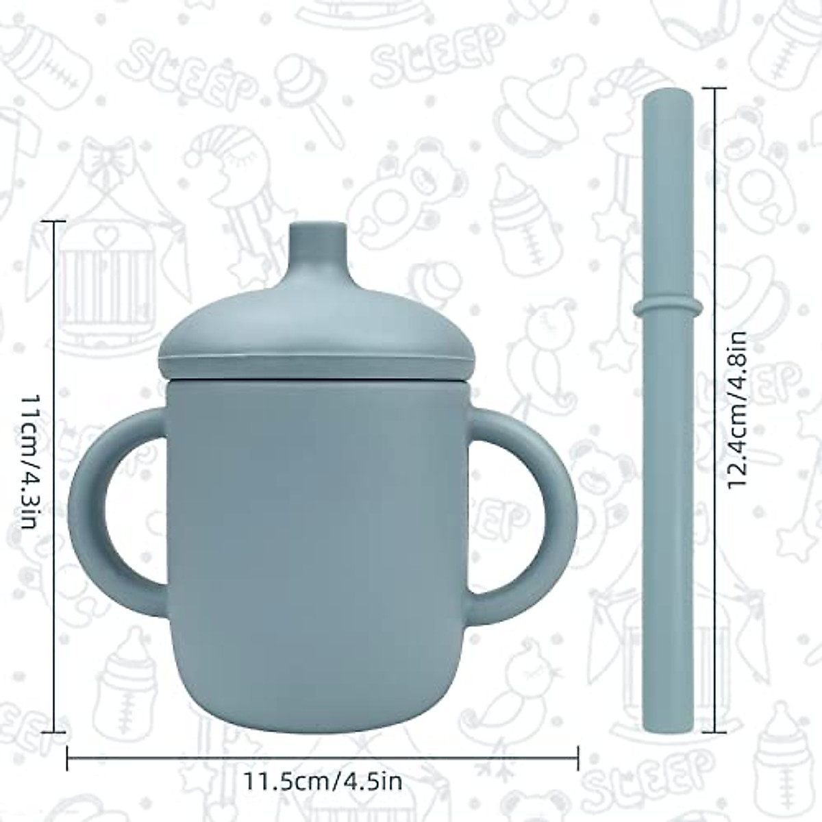 AiHeart Training Cup 5oz Sippy Cup Kids Silicone Toddler Cup Baby Silicone Cup with Silicone Handle、Leak-proof Lid and Silicone Straws BPA-free/For Infants and Kids(Yellow、Blue)