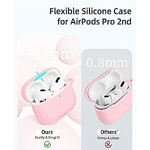 IMIVIO Airpods Pro 2 Case Cover 2022/Pro 2019, Soft Silicone Protective Charging Cover Skin Compatible Apple Airpods Pro 2nd/1st Generation Case for Women Men with Keychain, Front LED Visible (Pink)