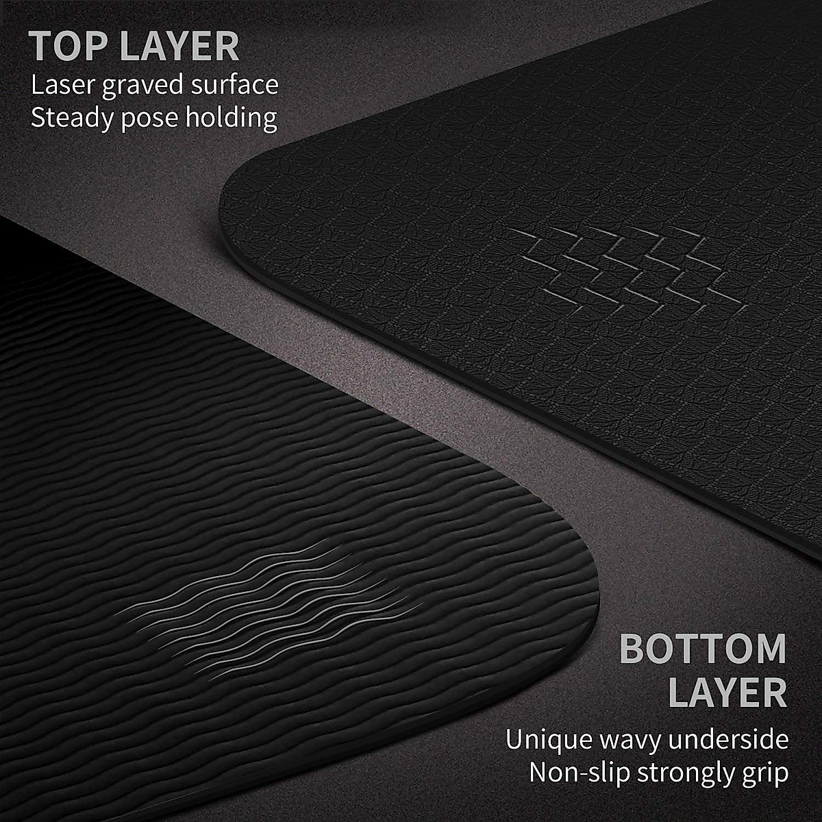 CAMBIVO Yoga Mat for Men and Women, Extra Long and Wide (84'' x 32'' x 1/4 inch) TPE Workout Mat, Large Exercise Fitness Mat for Yoga, Pilates, Workout, Non Slip(Black)