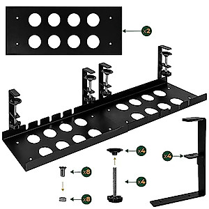Metal Cable Management Tray Under Desk with Clamp Retractable Cord Organizer for Desk No Drill Cable Tray Basket for Wire Management Sturdy Metal Cable Management Under Desk with Clamp for Home Office