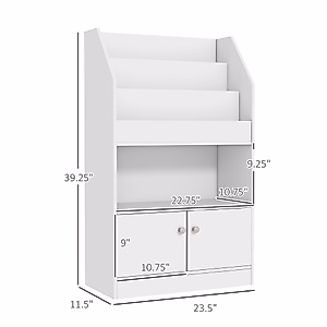 Qaba Kids Bookshelf, Toy Storage Organizer Toddler Bookcase for Bedroom, Playroom, Nursery, 3-8 Years Old, White