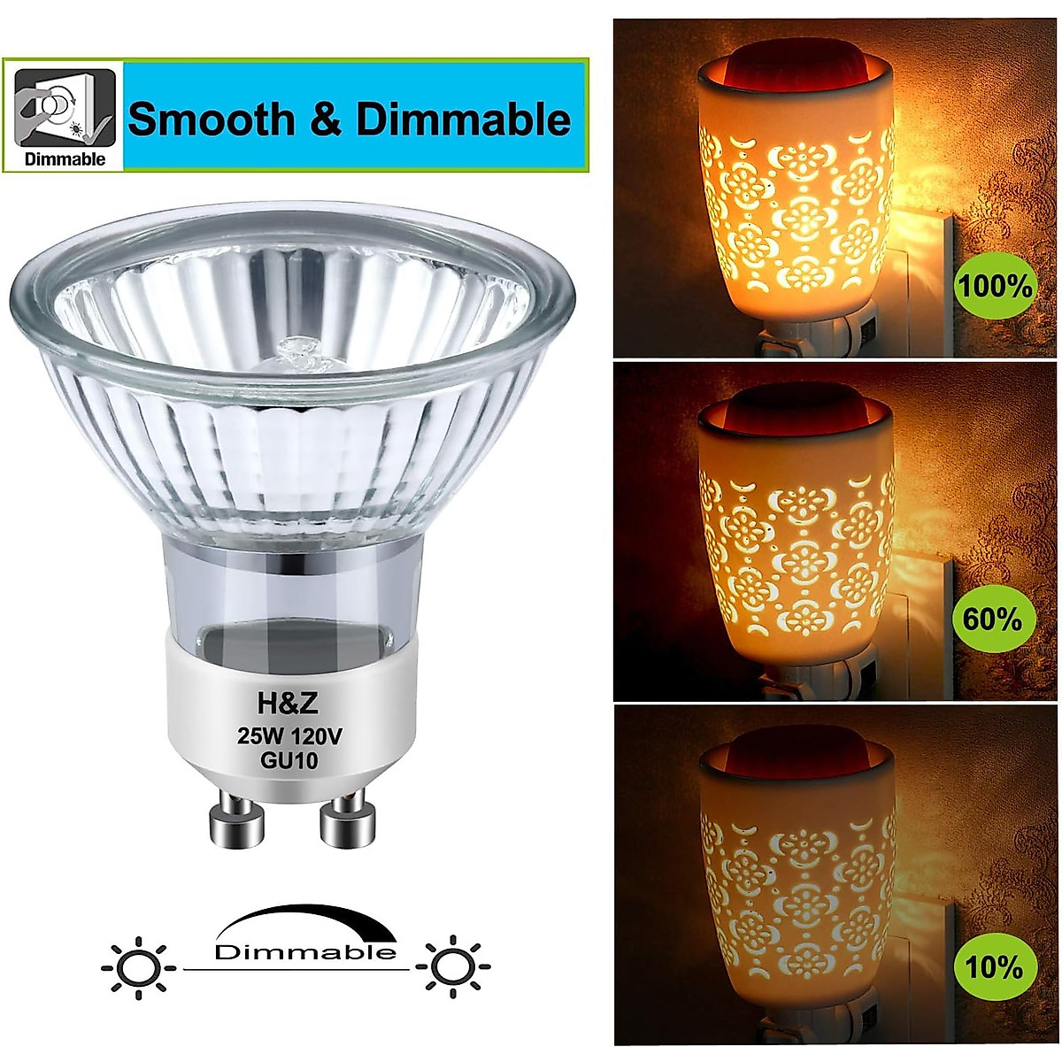 NP5 gu10 120v 25w Bulb Candle Warmer, 6pcs gu10+c 120v 25w Halogen Light Bulbs with Glass Cover, gu10 Bulb Dimmable & Warm White, MR16 GU10 Base for Candle Warmer Light Bulbs, Track Light Bulbs