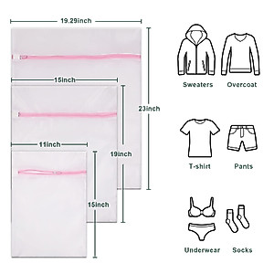 Mesh Laundry Bag for Delicates 3 Pcs,Sturdy and Durable,Suitable for Sorting and Washing Clothes,Such as Coats,Shirts,Sweaters,Pants,Bras and Baby Clothes