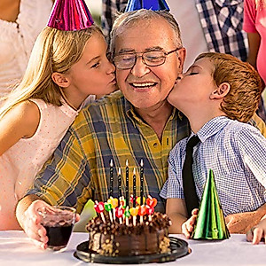 Nuanchu 12 Pieces Birthday Cake Candles Long Thin Holiday Candles for Wedding Birthday Anniversary Graduation Retirement Party Festivals Cake Decorations (Black and Gold)