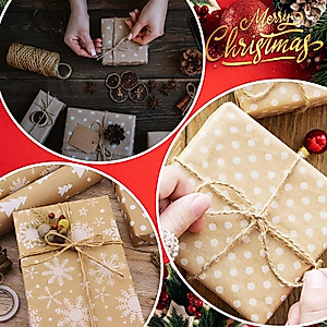 STEZHOU Wrapping Paper Set,5 Sheets Kraft Brown Recycled Gift Wrapping Paper,16.75 x 39.75 inches per sheet,Birthday,Wedding,Valentine's Day, Christmas,Baby Showe，Winter Solstice
