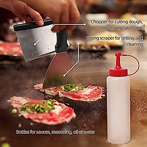 Griddle Accessories Kit, 14pc, Stainless Steel BBQ Barbecue Tools Set for Blackstone Flat Tops, Includes Spatulas, Tongs, Scraper Tools, Brush, Fork, Squeeze Bottles, Carrying Bag