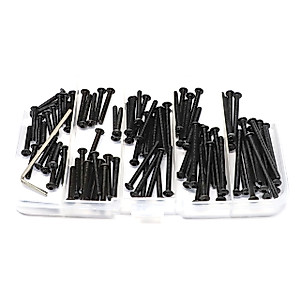 iexcell 100 Pcs M3 x 20/25/30/35/40 Alloy Steel 10.9 Grade Hex Socket Button Head Cap Screws Bolts Assortment Kit, Black Oxide Finish