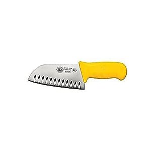 Winco KWP-70Y, 7" Stal High Carbon Steel Santoku Knife with Polypropylene Handle, Professional Asian Knife, NSF