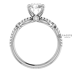 FACETS JEWELS 2.35 TCW Colorless Round Cut Moissanite Diamond Side Stone Engagement And Wedding Ring For Woman Valentine Gift