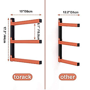 TORACK Lumber Storage Metal Rack, Wood Organizer with 3-Level Wall Mount (1PACK)