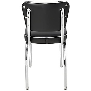 Richardson Seating V-Back Chrome Diner Chair with 2" Box Seat, NULL, Metal, Black and White