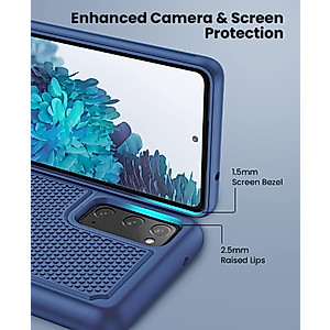 UNPEY Case for Samsung Galaxy S20-FE: Dual Layer Shockproof 5G Phone Protection | Matte Anti-Slip Textured | Military Rugged Protective Cover - Navy Blue