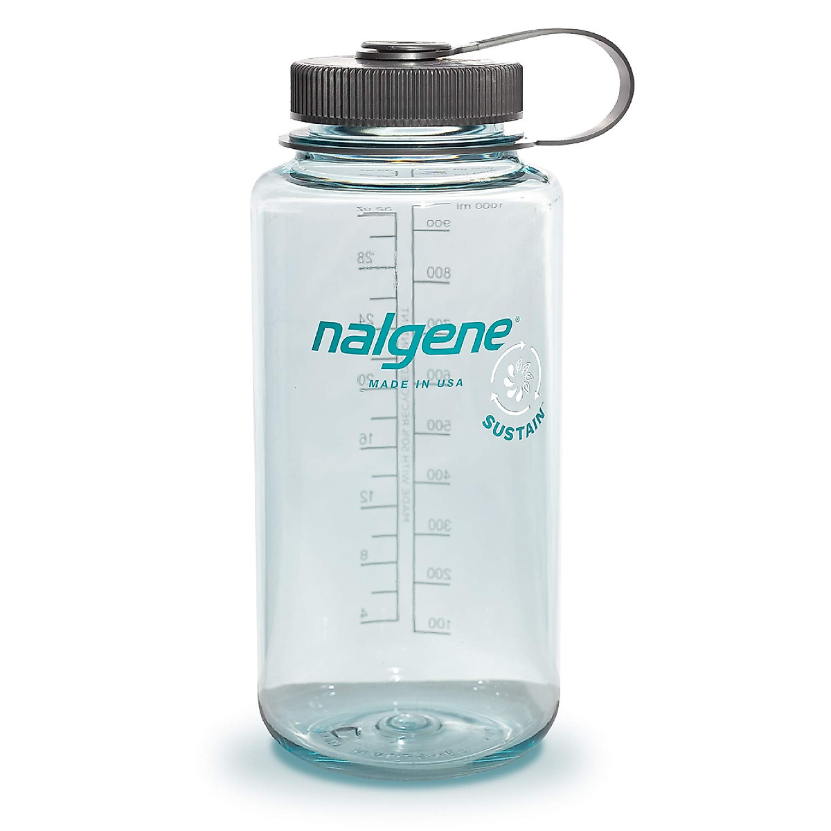 Nalgene Sustain Tritan BPA-Free Water Bottle Made with Material Derived from 50% Plastic Waste, 32 OZ, Wide Mouth, Seafoam