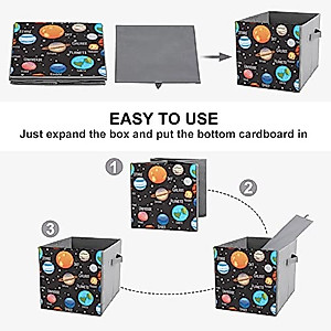 Solar System Planet Collapsible Storage Bins Cubes Organizer Trendy Fabric Storage Boxes Inserts Cube Drawers 11 Inch