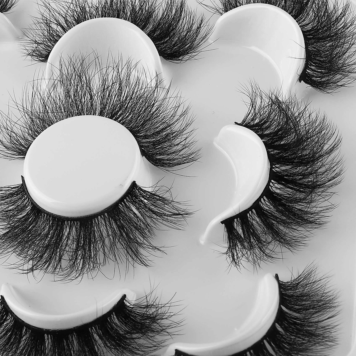Geeneiya Mink Lashes Fluffy 5 Pairs Eyelashes Wispy Natural Look Eye Lashes Pack 8D Fluffy Dramatic False Lashes Luxury Volume Strip Fake Eyelashes 5 Styles