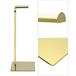 QWORK Purse Display Stands, 2 Pack Polished Gold Handbag Display Holder Jewelry Rack, (15.75" to 27.56") Adjustable Height Retail Countertop Single Hook Display Stand, for Bags,Purses,Wig, Jewelry