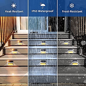 SEABLE Solar Step Lights, Solar Outdoor Lights Stainless Steel Solar Deck Light Waterproof LED Solar Fence Lighting for Garden Yard Patio Deck(Warm Light 6-Pack)